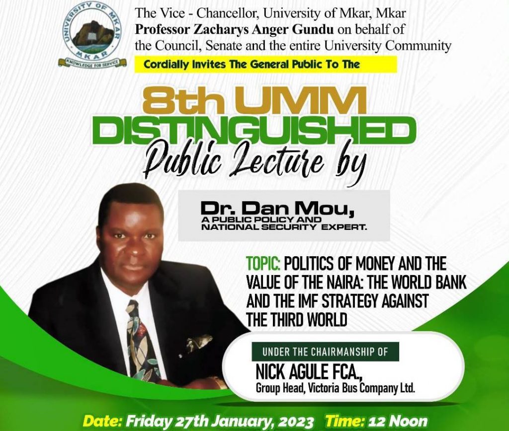 University of Mkar Interrogates IMF, World Bank and the Value of the ...